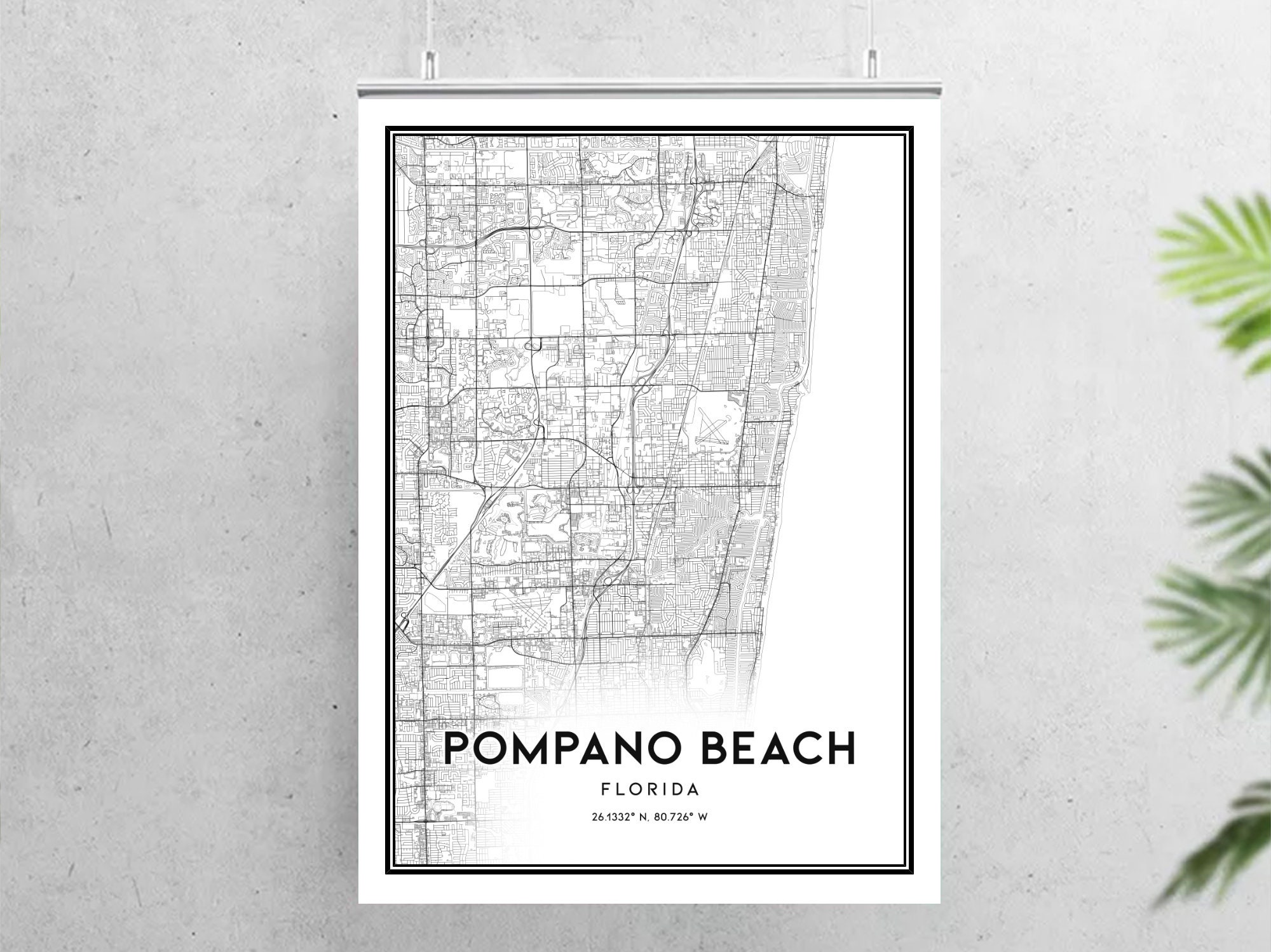 Pompano Beach Map Print, Pompano Beach Map Poster Wall Art, Fl City Map ...
