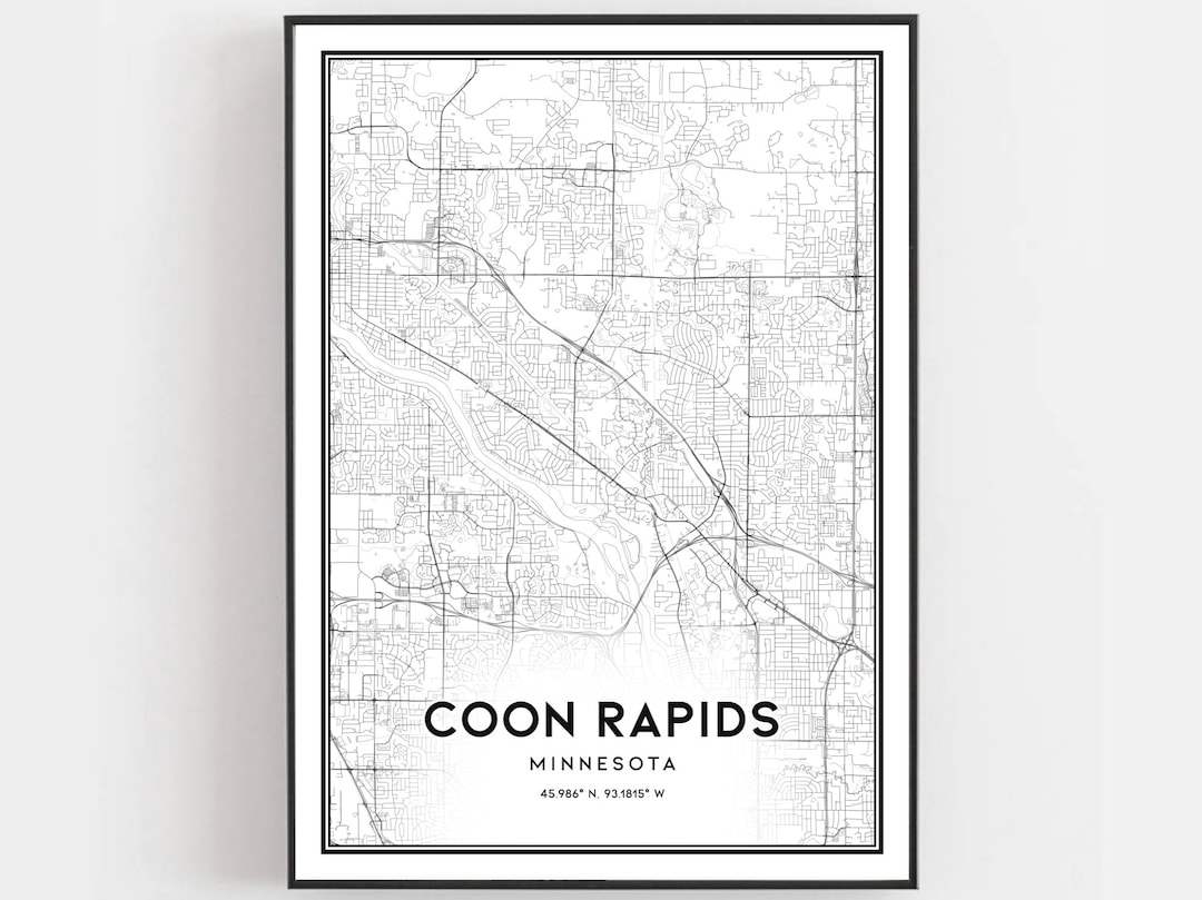 Coon Rapids Map Print, Coon Rapids Map Poster Wall Art, Mn City Map ...
