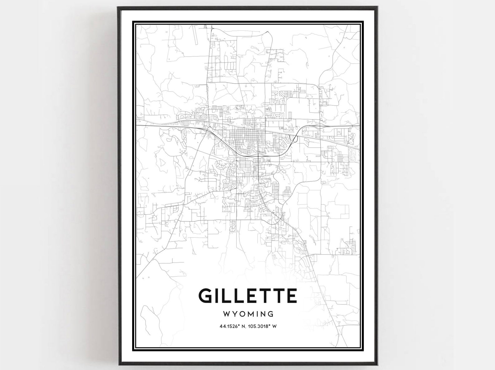 Gillette Map Print Gillette Map Poster Wall Art Wy City Map - Etsy Ireland