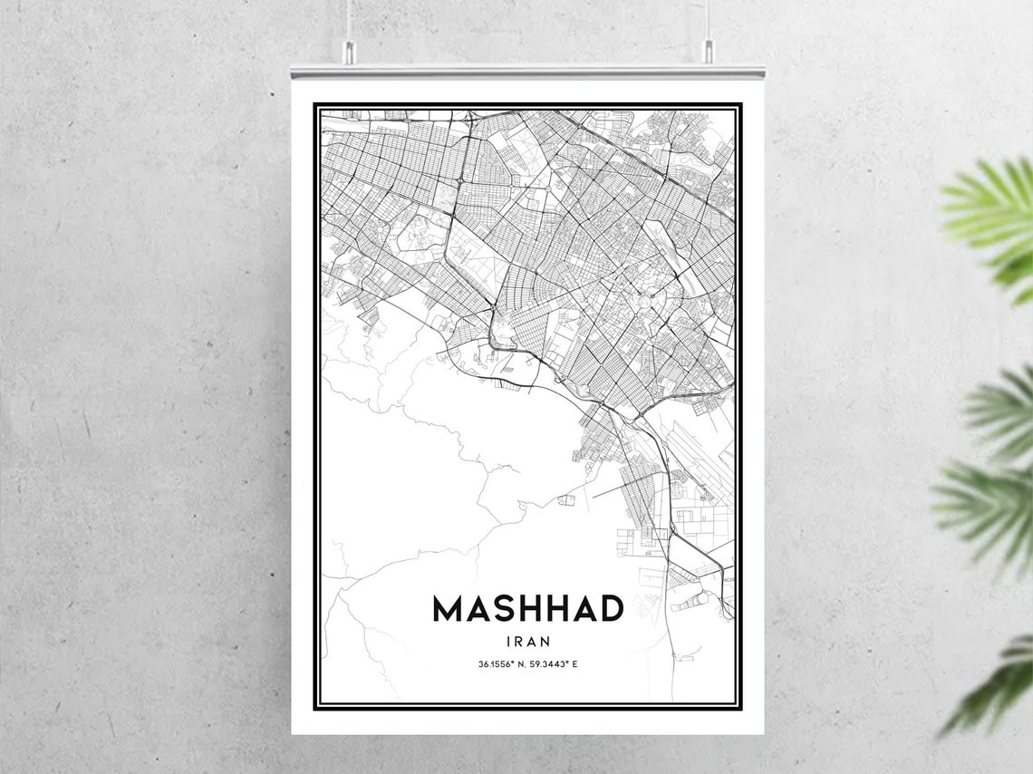 Mashhad Map Print Mashhad Map Poster Wall Art Mashhad City | Etsy