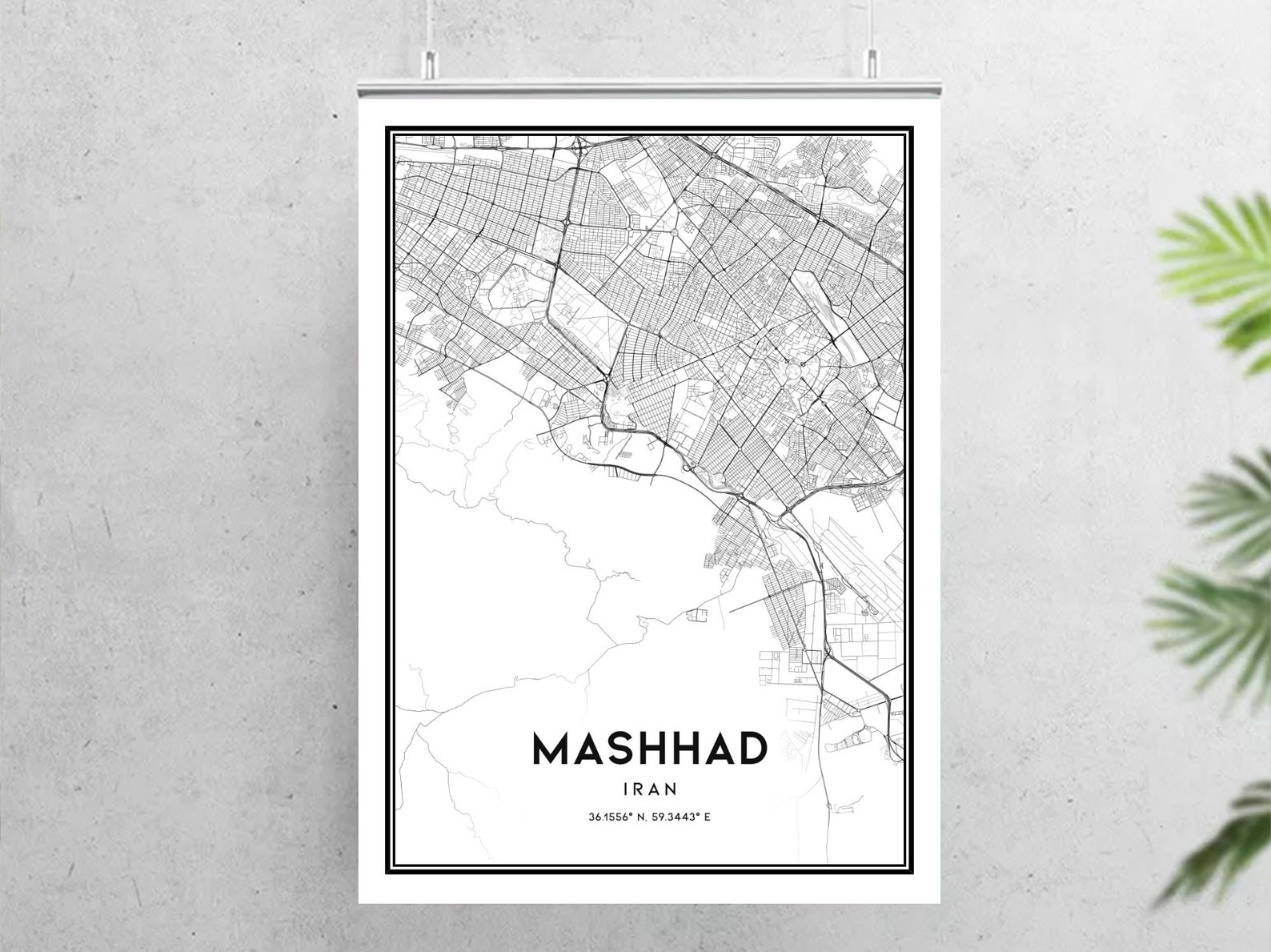 Mashhad Map Print, Mashhad Map Poster Wall Art, Mashhad City Map ...