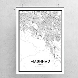 Mashhad Map Print, Mashhad Map Poster Wall Art, Mashhad City Map ...