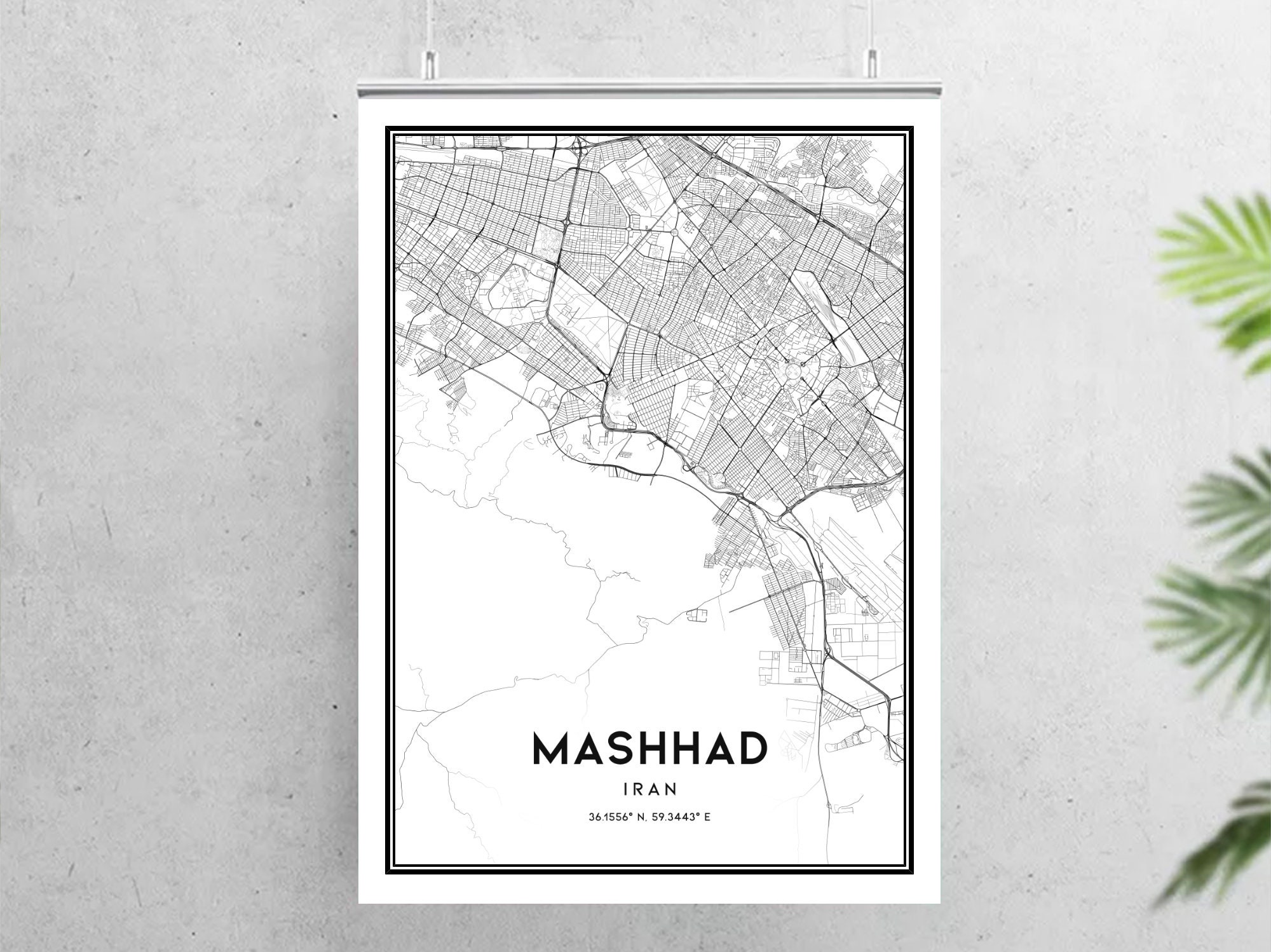 Mashhad Map Print Mashhad Map Poster Wall Art Mashhad City | Etsy