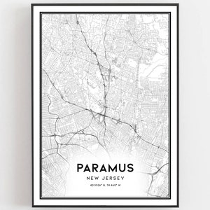 Paramus Map Print, Paramus Map Poster Wall Art, Nj City Map, New Jersey ...