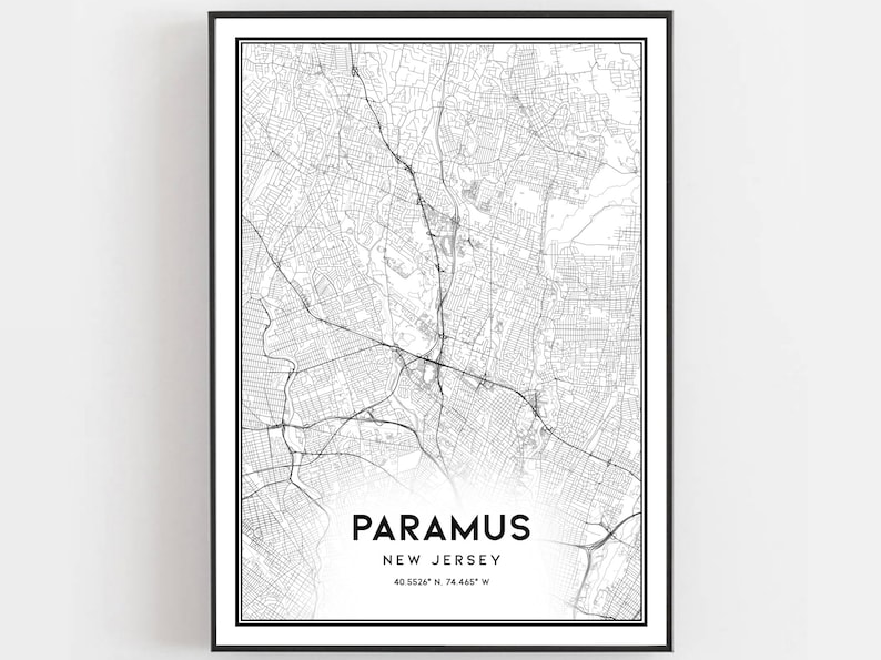 Paramus Map Print Paramus Map Poster Wall Art Nj City Map | Etsy