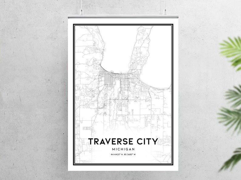 Traverse City Map Print, Traverse City Map Poster Wall Art, Mi City Map ...