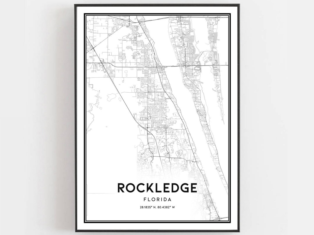 Rockledge Map Print, Rockledge Map Poster Wall Art, Fl City Map ...