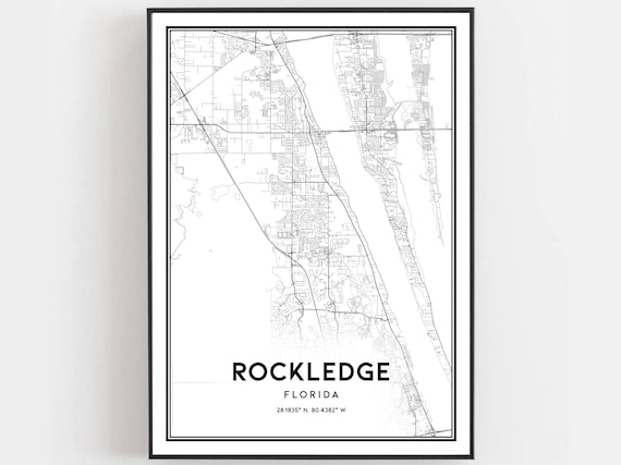 Rockledge Map Print Rockledge Map Poster Wall Art Fl City | Etsy