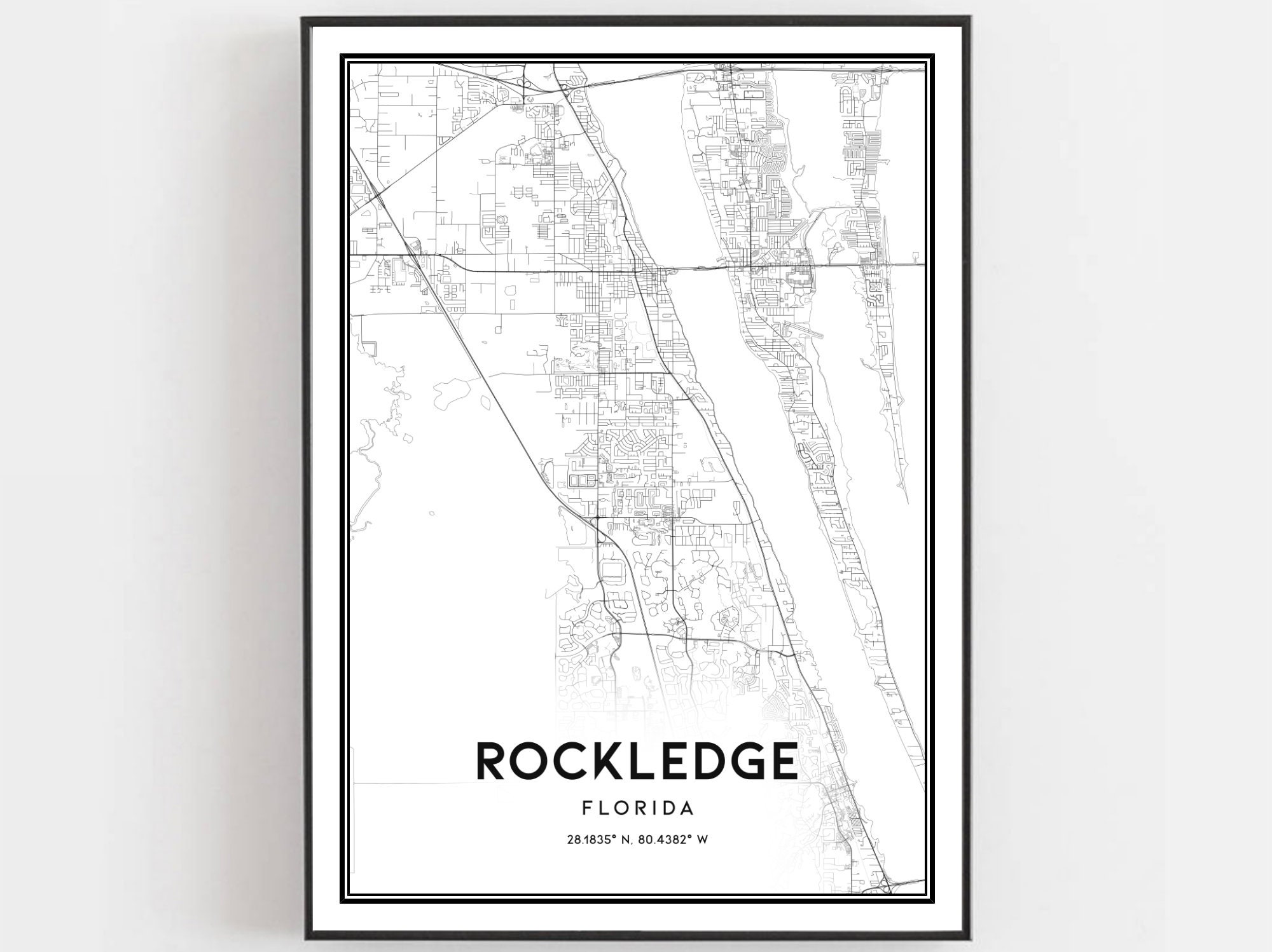 Rockledge Map Print, Rockledge Map Poster Wall Art, Fl City Map ...