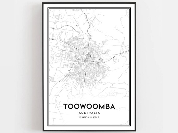 Toowoomba Map Print Toowoomba Map Poster Wall Art Toowoomba | Etsy