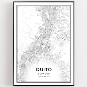 Quito Map Print, Quito Map Poster Wall Art, Quito City Map, Quito Print ...