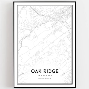 Oak Ridge Map Print Oak Ridge Map Poster Wall Art Tn City | Etsy