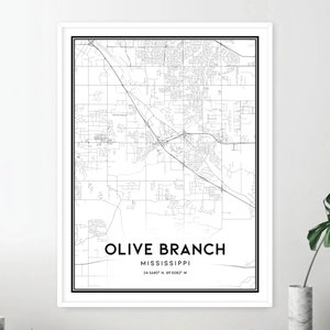 Olive Branch Map Print, Olive Branch Map Poster Wall Art, Ms City Map ...
