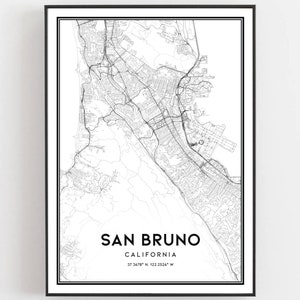 San Bruno Map Print, San Bruno Map Poster Wall Art, Ca City Map ...