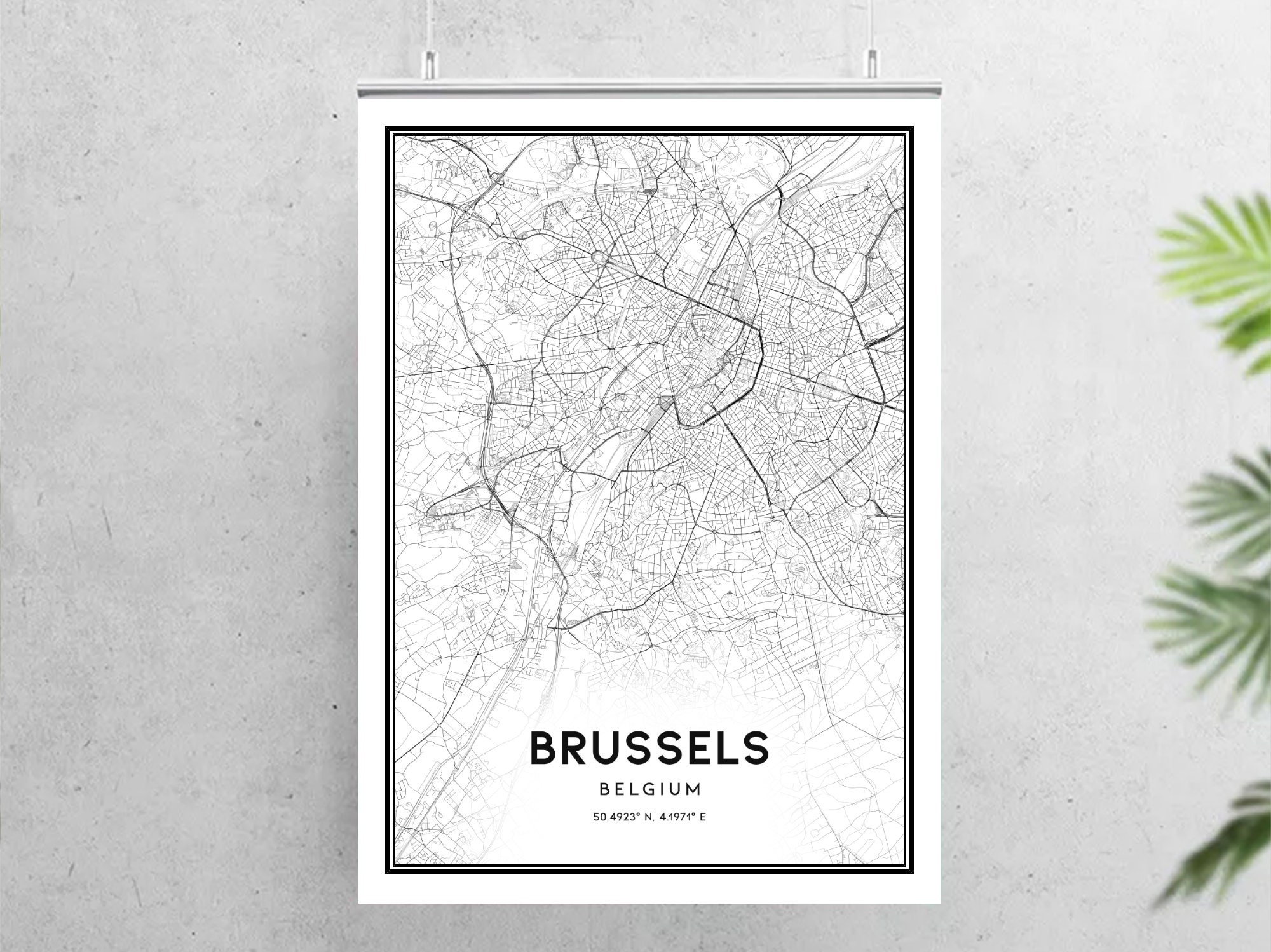 Brussels Map Print Brussels Map Poster Wall Art Brussels - Etsy