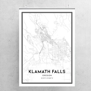 Klamath Falls Map Print, Klamath Falls Map Poster Wall Art, or City Map ...
