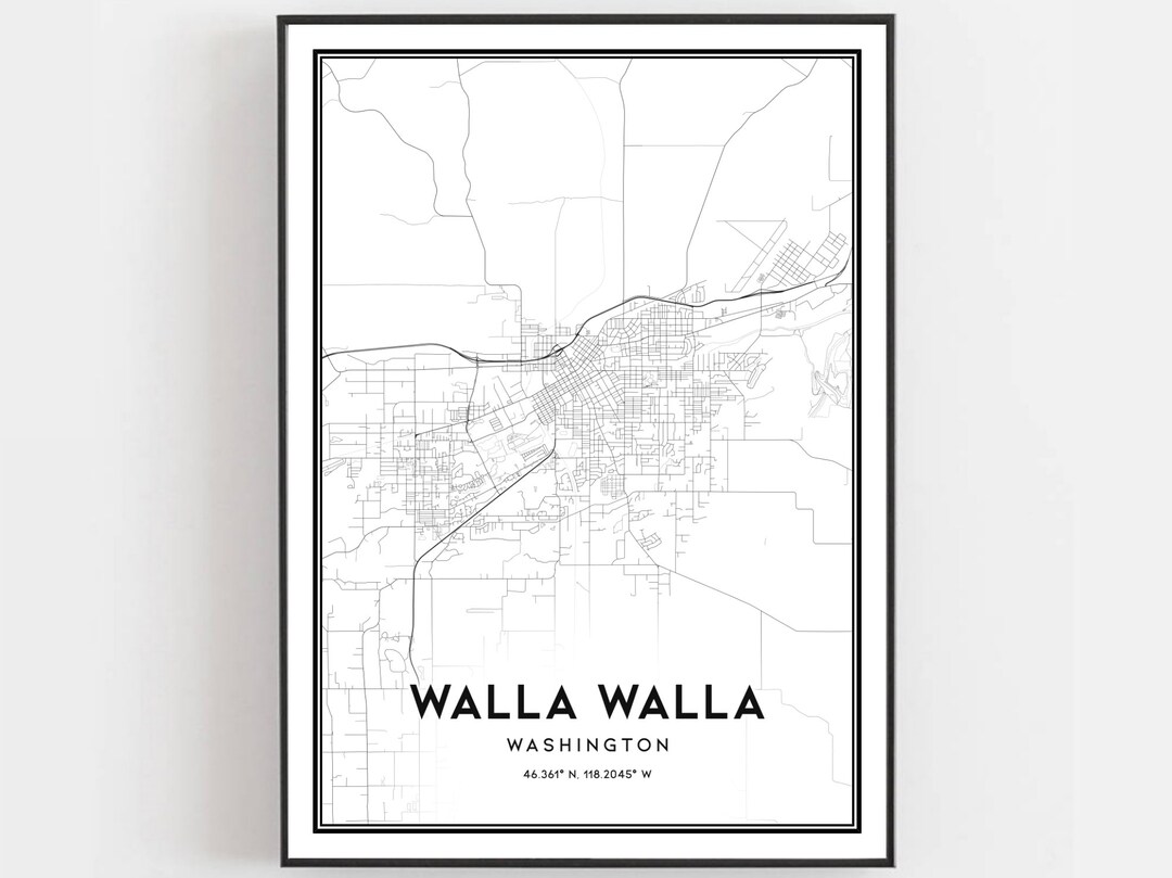 Walla Walla Map Print, Walla Walla Map Poster Wall Art, Wa City Map ...