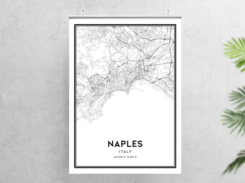 Naples Map Print Naples Map Poster Wall Art Naples City Map | Etsy
