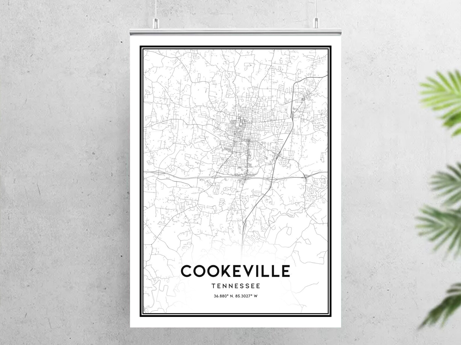 Cookeville Map Print, Cookeville Map Poster Wall Art, Tn City Map ...