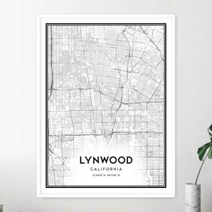 Lynwood Map Print, Lynwood Map Poster Wall Art, Ca City Map, California ...