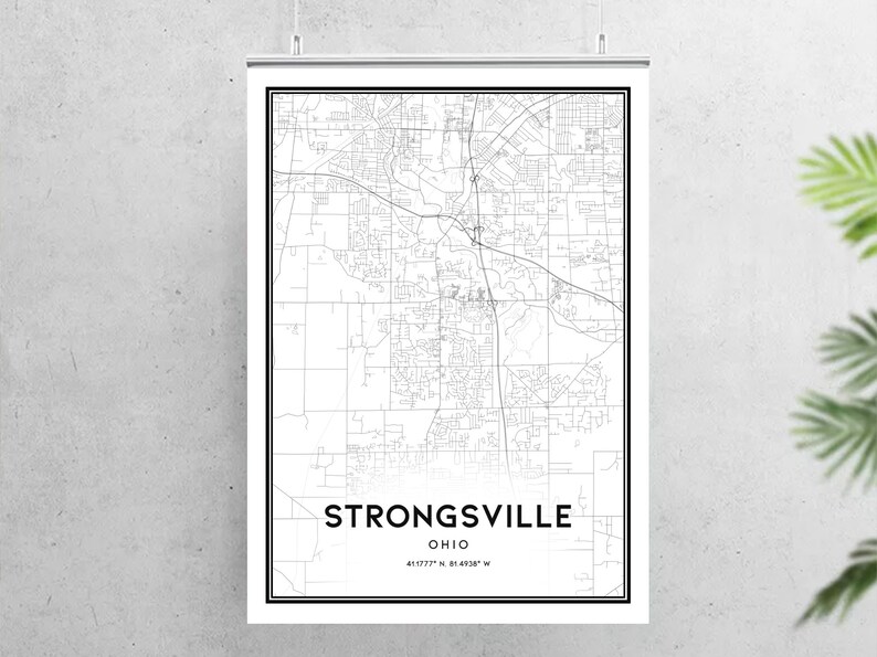 Strongsville Map Print, Strongsville Map Poster Wall Art, Oh City Map ...