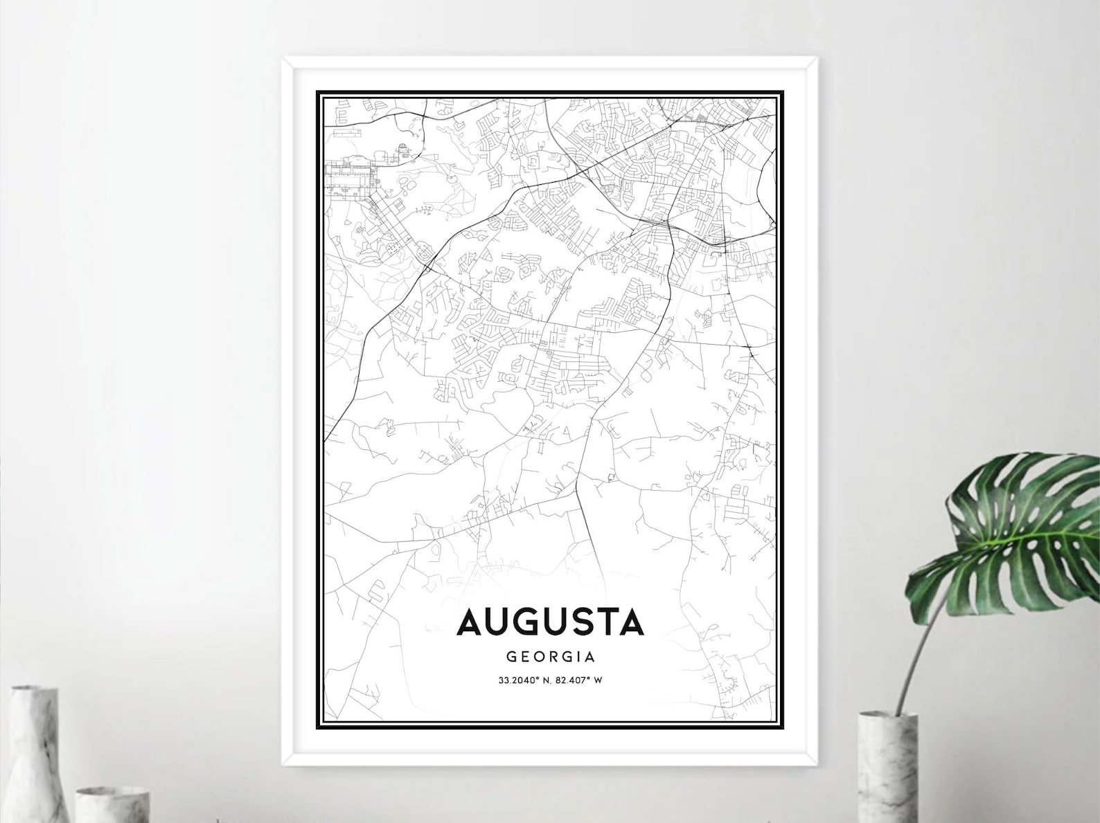 Augusta Map Print Augusta Map Poster Wall Art Ga City Map - Etsy