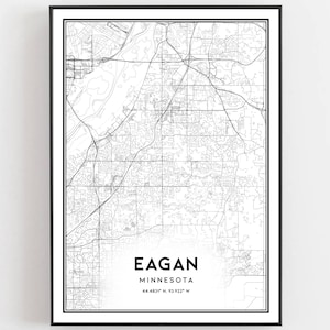 Eagan Map Print, Eagan Map Poster Wall Art, Mn City Map, Minnesota ...