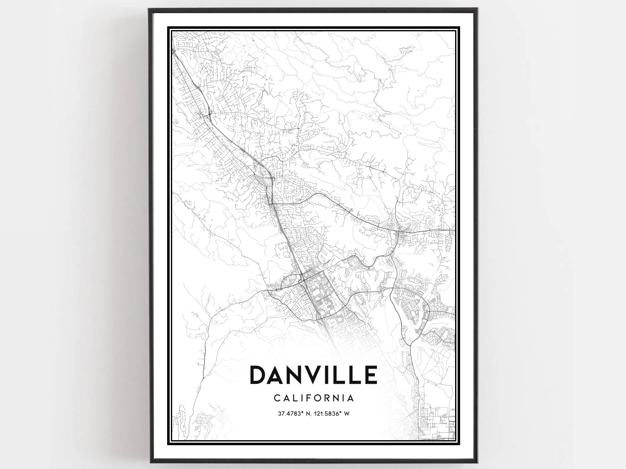 Danville Map Print Danville Map Poster Wall Art Ca City | Etsy