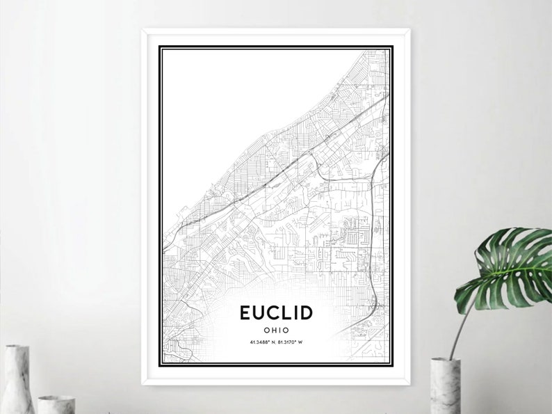 Euclid Map Print Euclid Map Poster Wall Art Oh City Map - Etsy