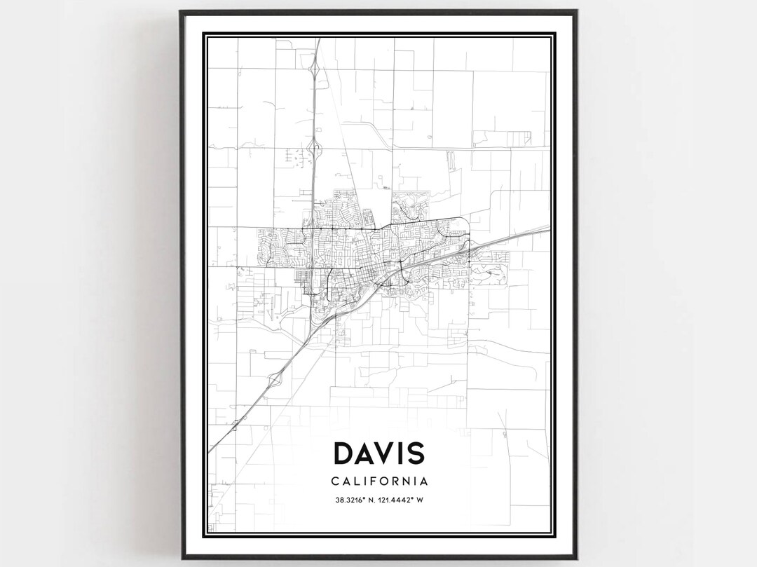 Davis Map Print, Davis Map Poster Wall Art, Ca City Map, California ...