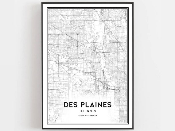 Des Plaines Map Print Des Plaines Map Poster Wall Art Il | Etsy