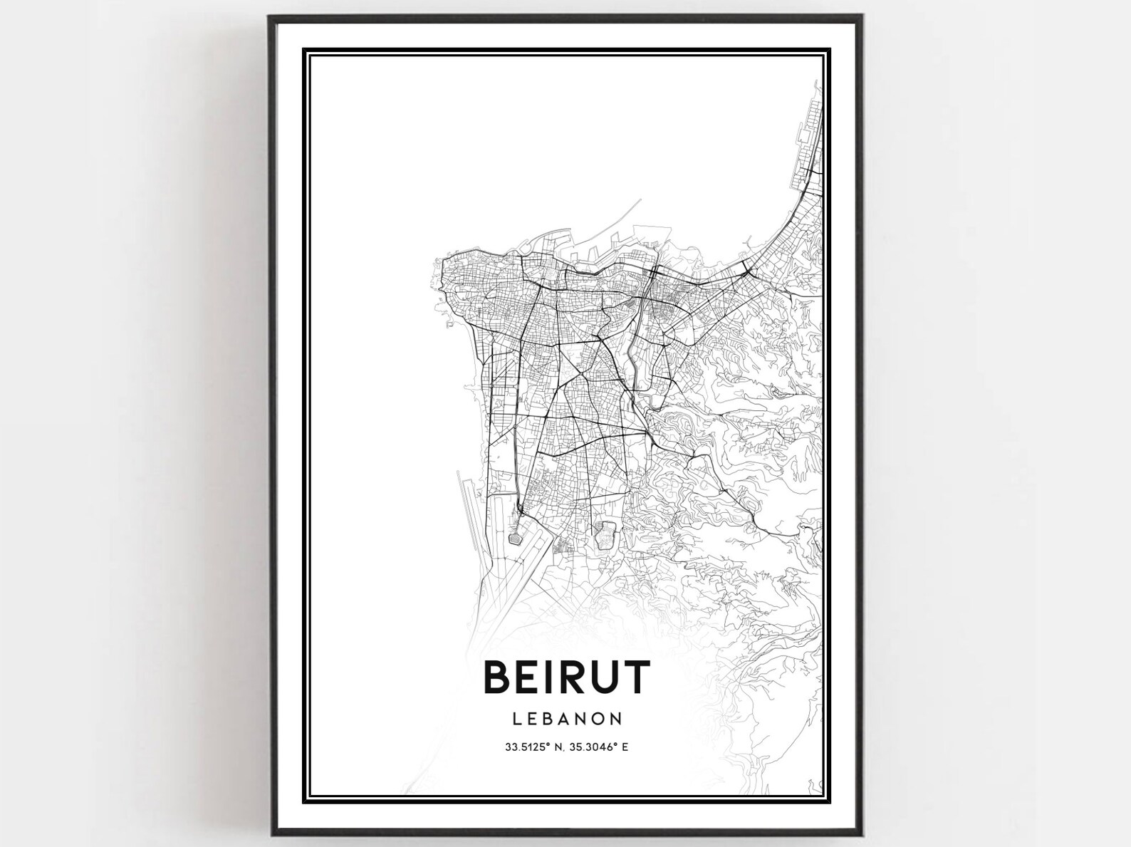 Beirut Map Print Beirut Map Poster Wall Art Beirut City Map - Etsy