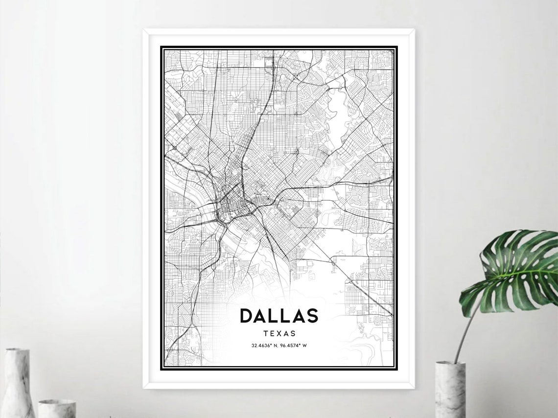 Dallas Map Print Dallas Map Poster Wall Art Tx City Map - Etsy