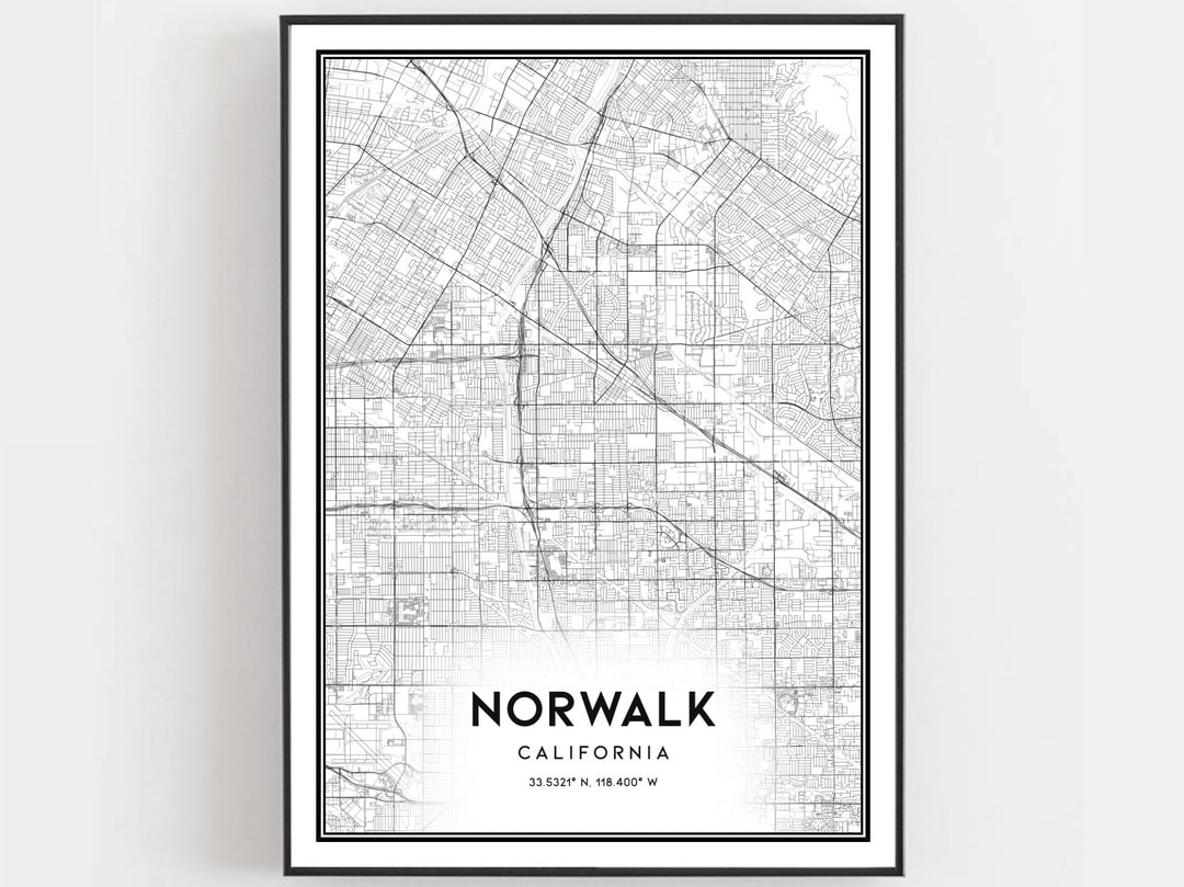 Norwalk Map Print, Norwalk Map Poster Wall Art, Ca City Map, California ...