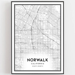 Norwalk Map Print, Norwalk Map Poster Wall Art, Ca City Map, California ...