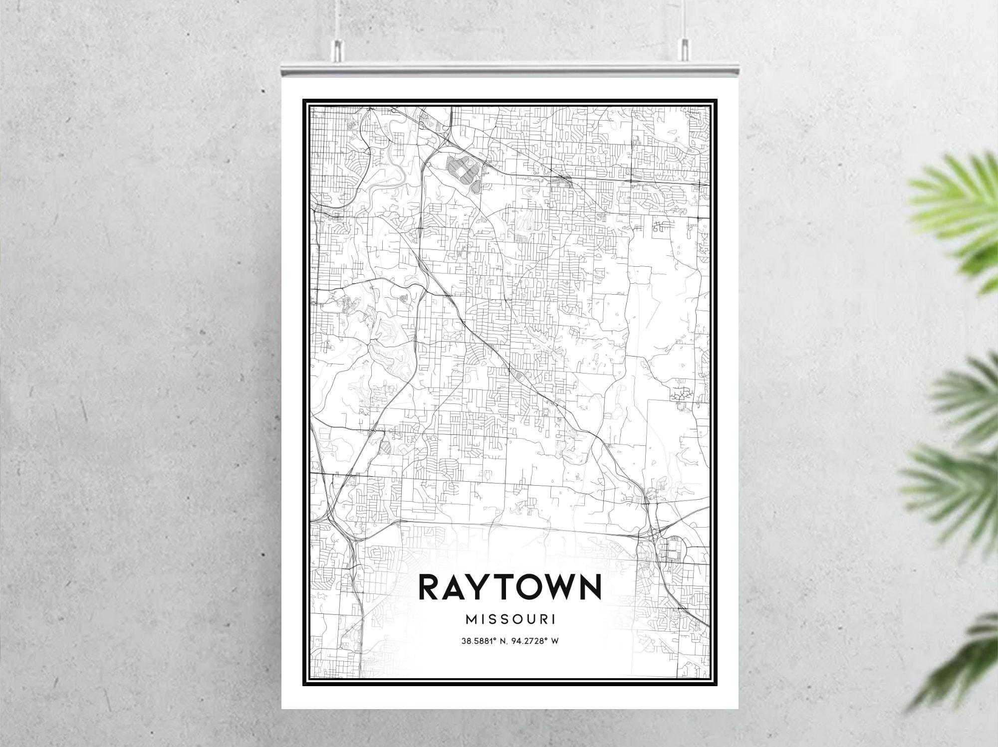 Raytown Map Print Raytown Map Poster Wall Art Mo City Map | Etsy