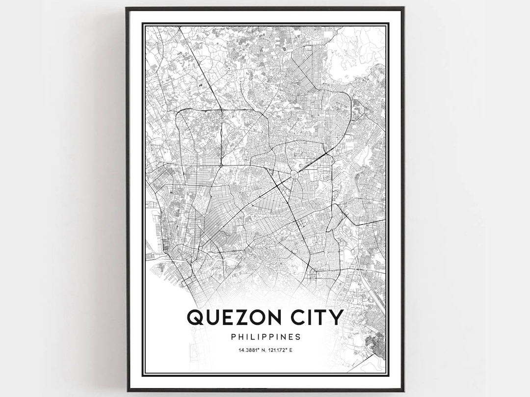 Quezon City Map Print, Quezon City Map Poster Wall Art, Quezon City ...