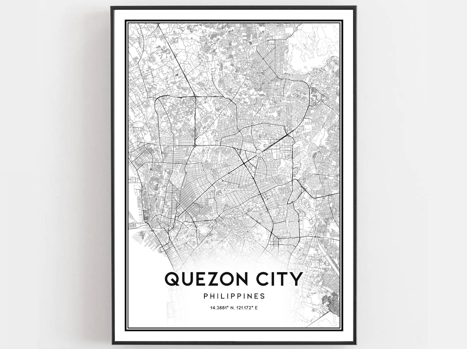 Quezon City Map Print, Quezon City Map Poster Wall Art, Quezon City ...