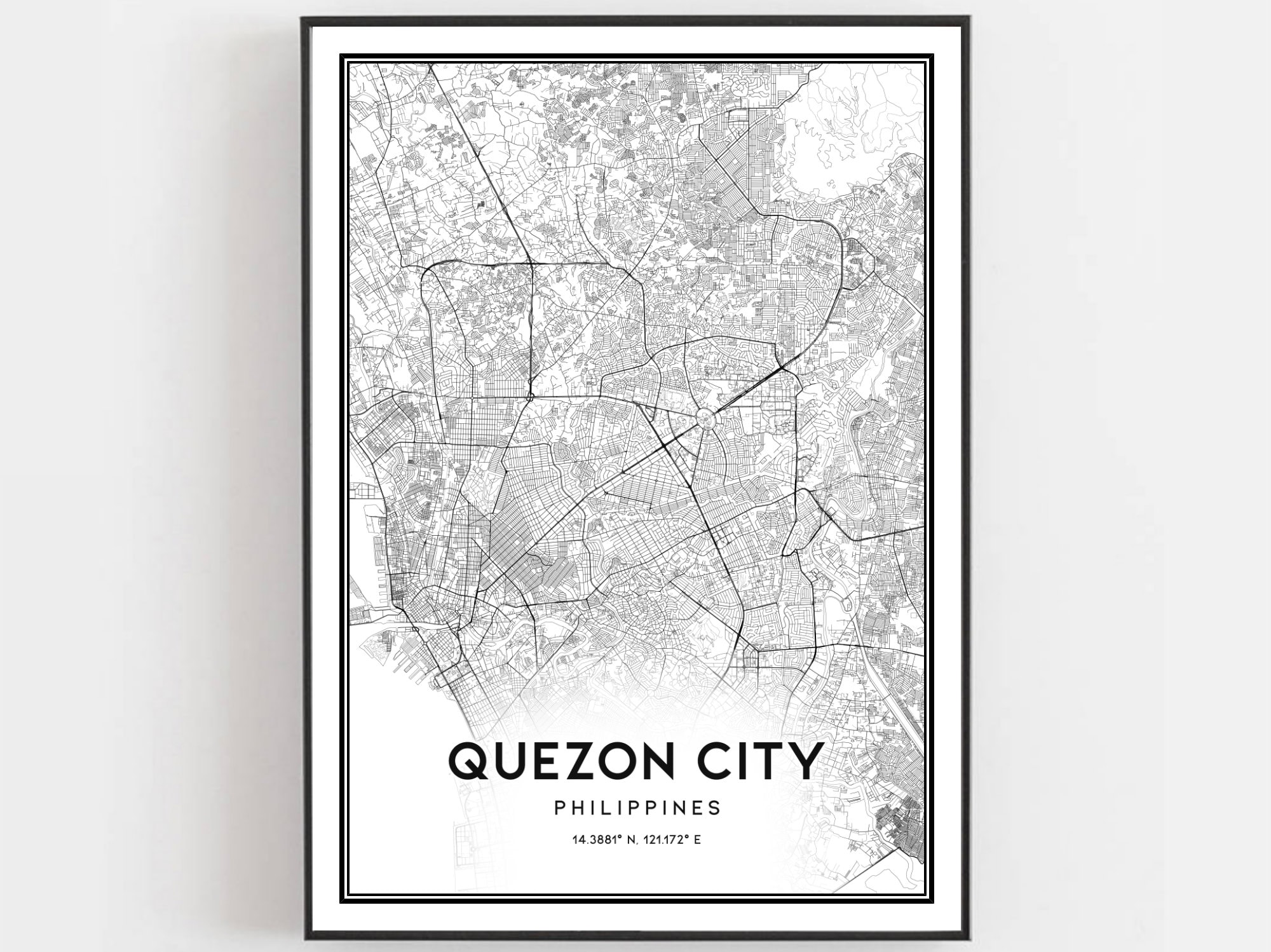 Quezon City Map Print Quezon City Map Poster Wall Art Quezon - Etsy