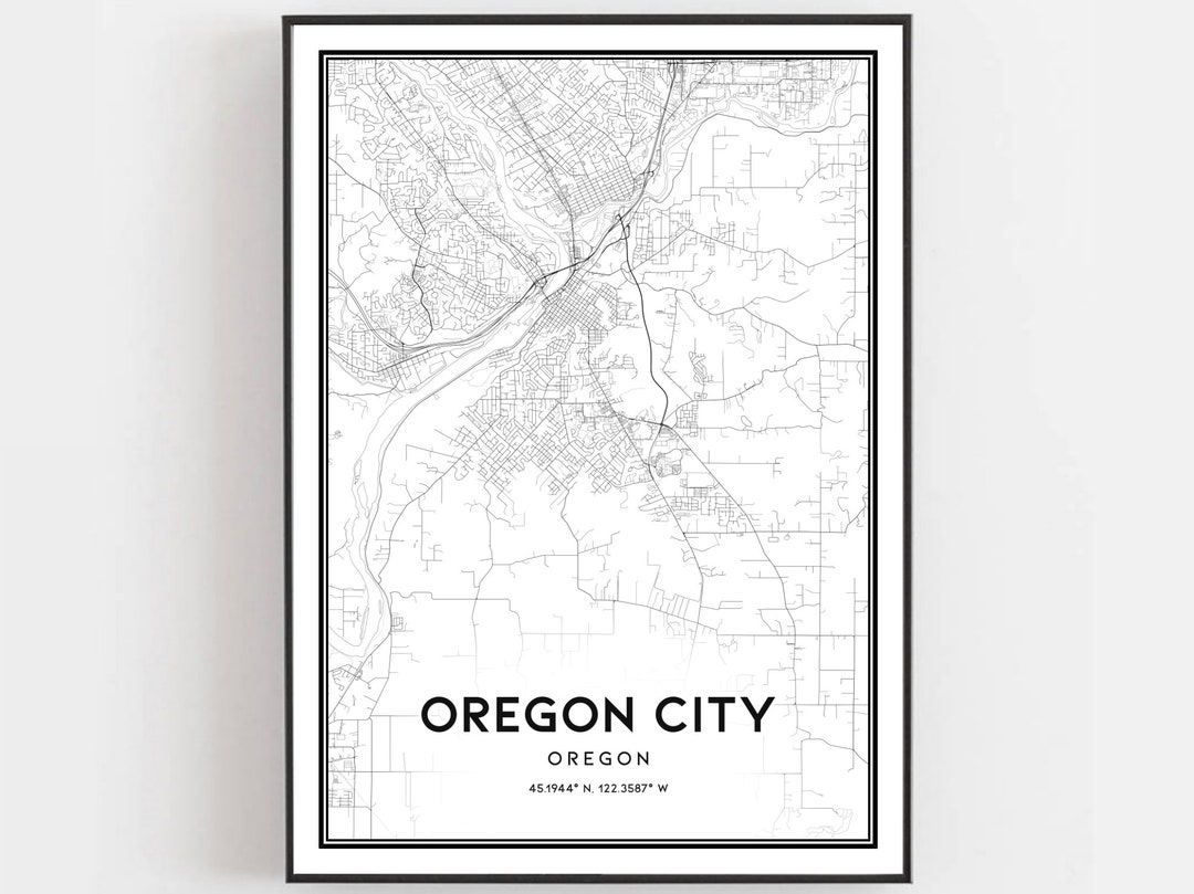 Oregon City Map Print, Oregon City Map Poster Wall Art, or City Map ...