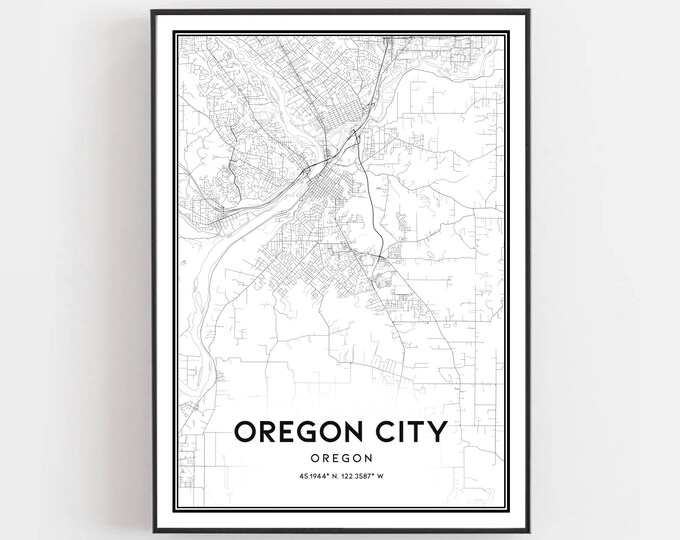 Oregon City Map Print, Oregon City Map Poster Wall Art, or City Map ...
