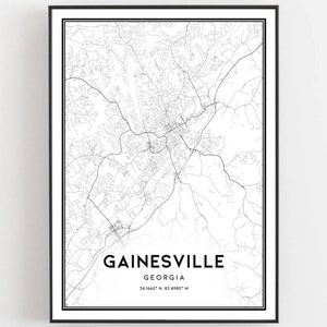 Gainesville Map Print, Gainesville Map Poster Wall Art, Ga City Map ...