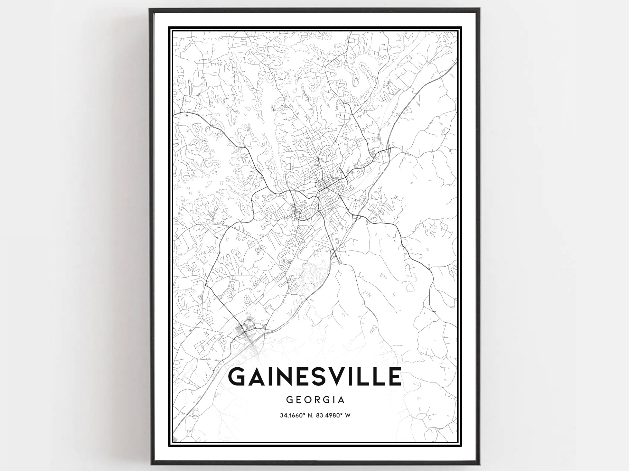 Gainesville Map Print Gainesville Map Poster Wall Art Ga - Etsy