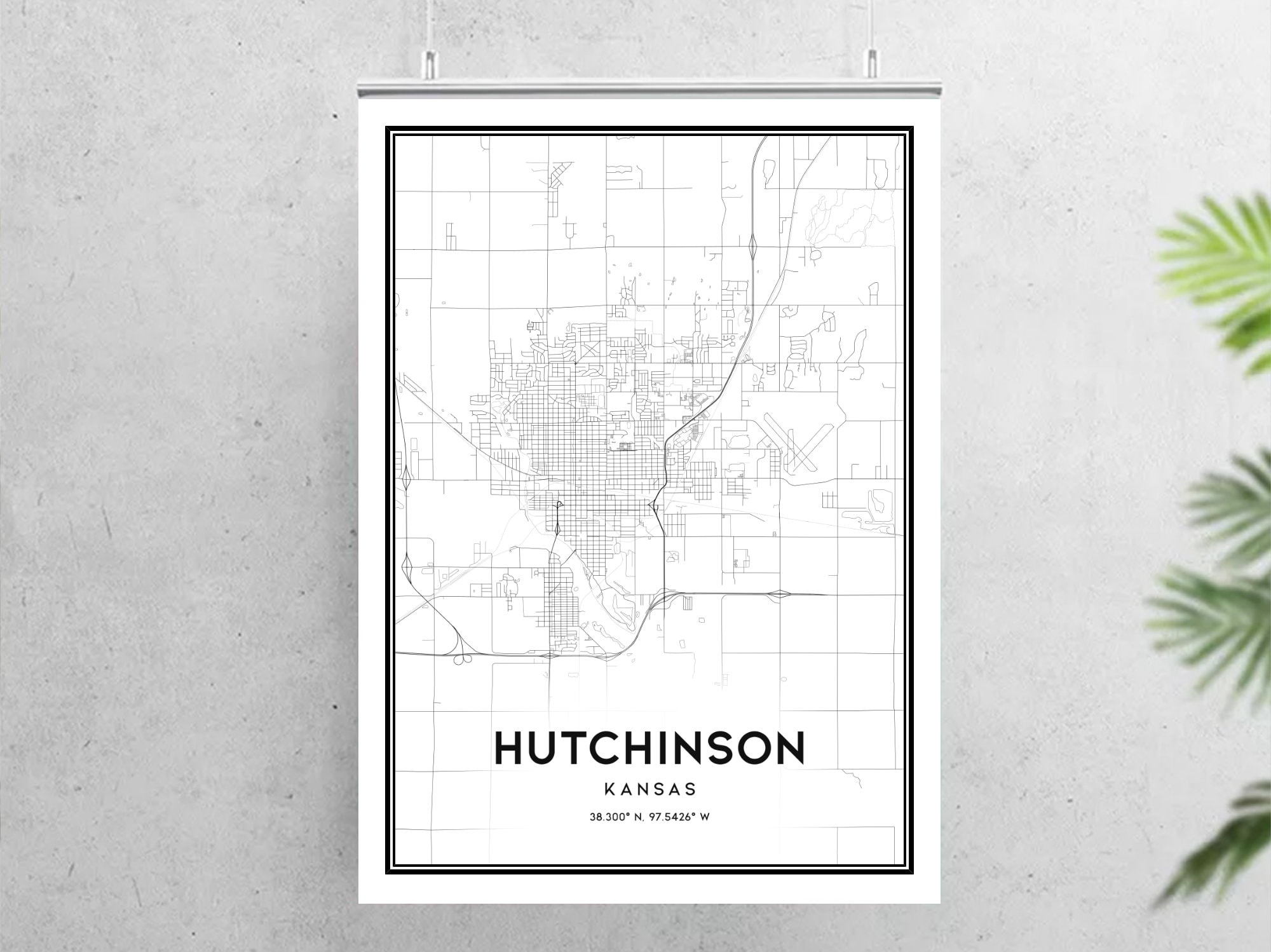 Hutchinson Map Print, Hutchinson Map Poster Wall Art, Ks City Map ...