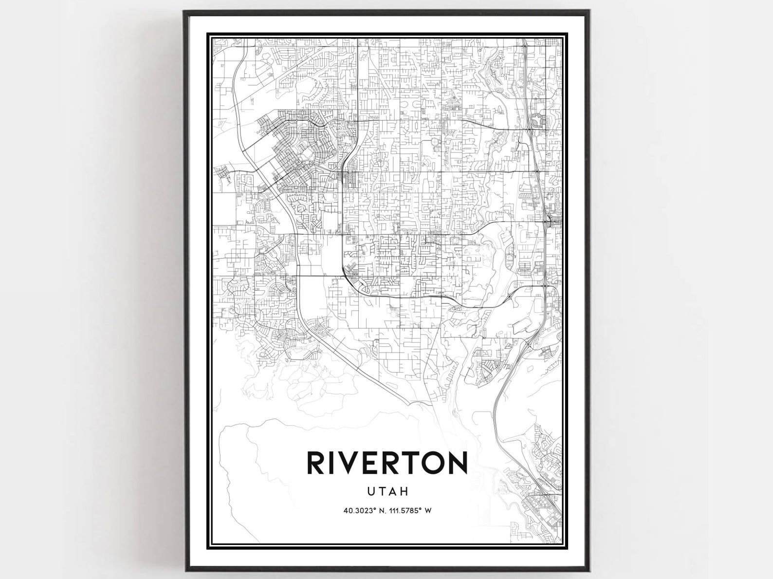 Riverton Map Print, Riverton Map Poster Wall Art, Ut City Map, Utah ...