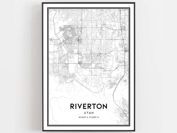 Riverton Map Print Riverton Map Poster Wall Art Ut City Map | Etsy