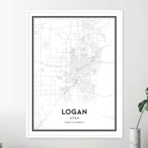Logan Map Print, Logan Map Poster Wall Art, Ut City Map, Utah Print ...