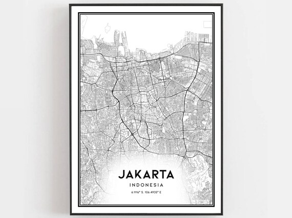 Jakarta Map Print Jakarta Map Poster Wall Art Jakarta City | Etsy