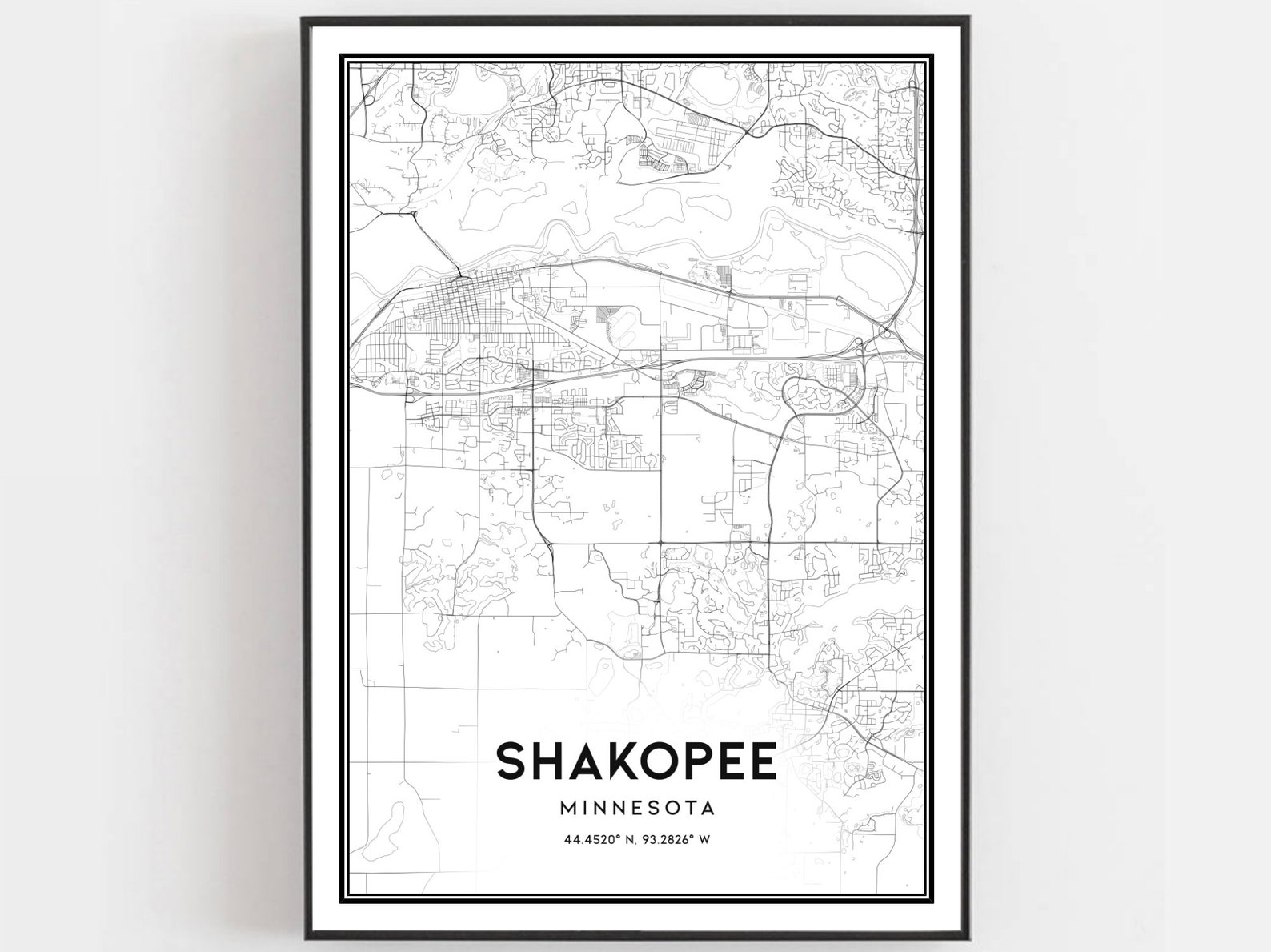 Shakopee Map Print Shakopee Map Poster Wall Art Mn City | Etsy