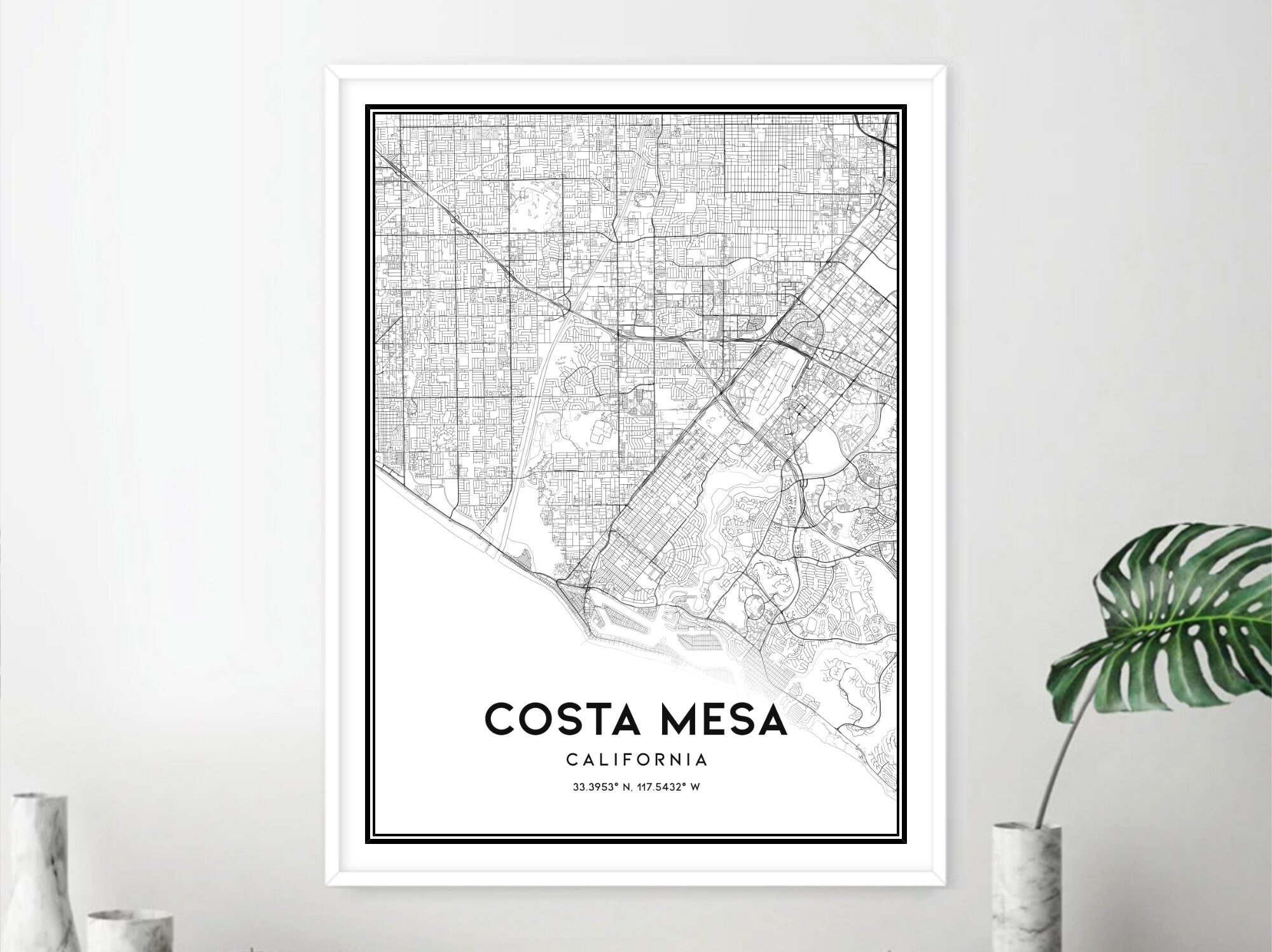 Costa Mesa Map Print, Costa Mesa Map Poster Wall Art, Ca City Map ...